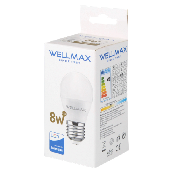 LED Žarulja Wellmax E27 Globe - 8W 720lm 4000K G45 - LEDISON.HR